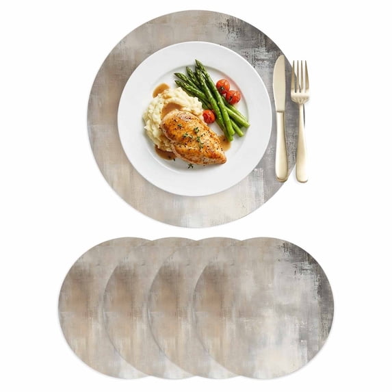Brown Oil Painting Leather Placemats Set of 4, 12 Inch, Modern Abstract ...