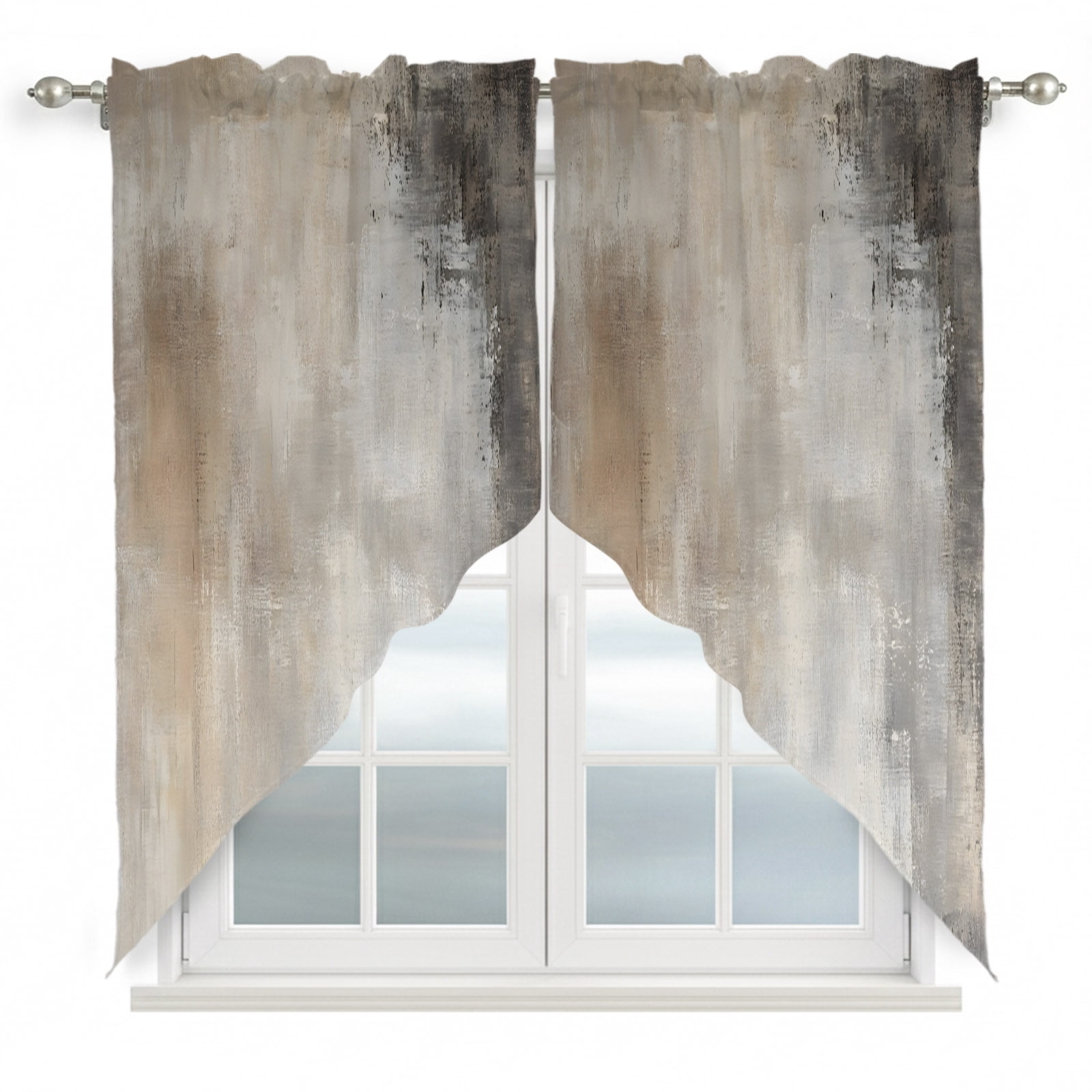 Brown Oil Painting Swag Valances for Windows 36 inches Long, Modern ...