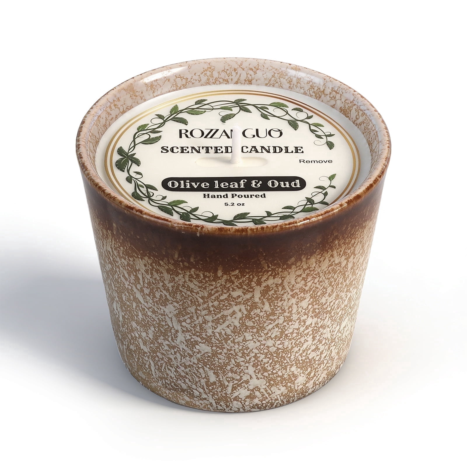 Brown Olive Leaf and Oud Scented Soy and Coconut Wax Blend Single Wick ...