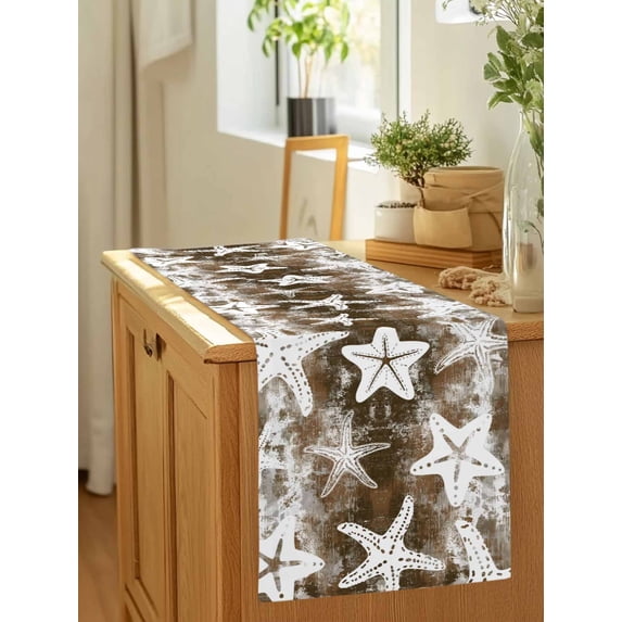 Brown Ombre Abstract Starfish Table Runner 13x70in Non-Slip Cotton ...