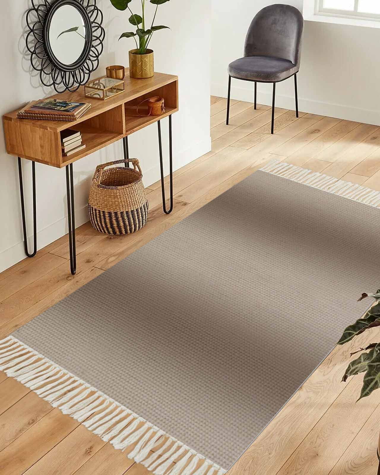 Brown Ombre Area Rug 3x5ft Woven Runner Rug, Grey Modern Abstract Art ...