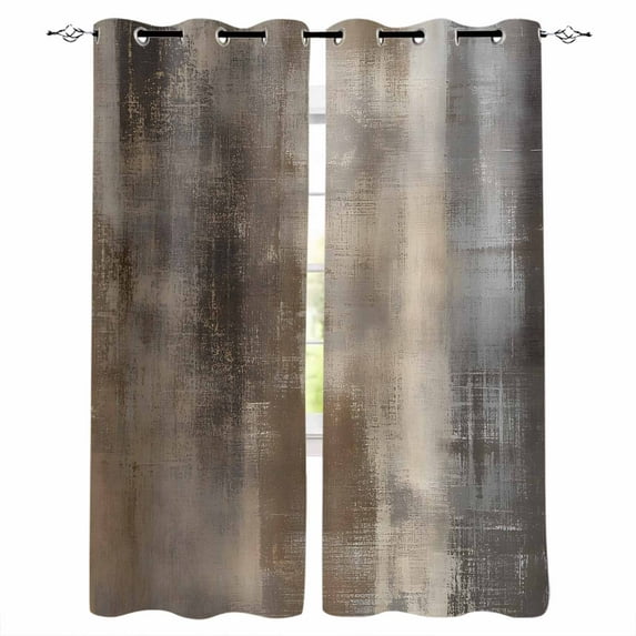 Brown Ombre Blackout Curtains 84 Inches Long, Modern Abstract Art Oil ...