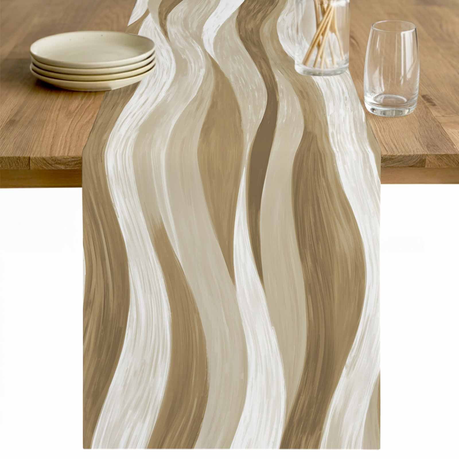 Brown Ombre Cotton Linen Rectangle Table Runners 13"x48", Modern Moire ...