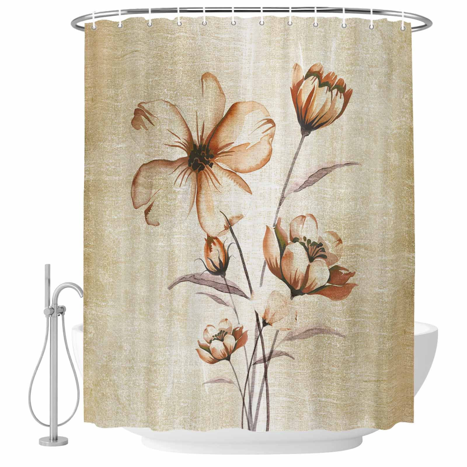 Brown Ombre Daisy Shower Curtain, Waterproof Shower Curtains for ...