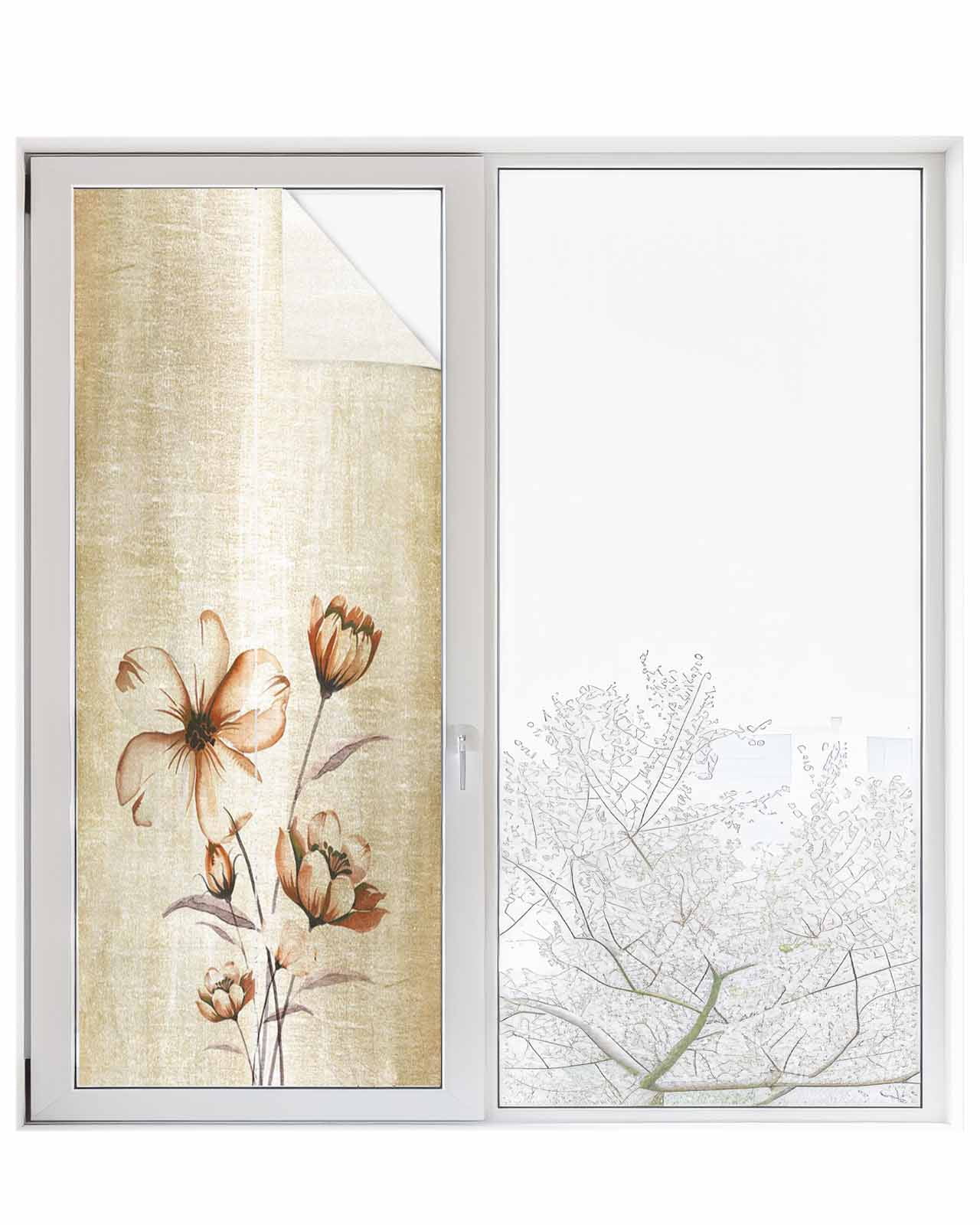 Brown Ombre Daisy Window Privacy Film Stained Glass Window Film ...