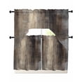 Brown Ombre Kitchen Curtain and Valance Set 3 Pieces, Rod Pocket Short ...