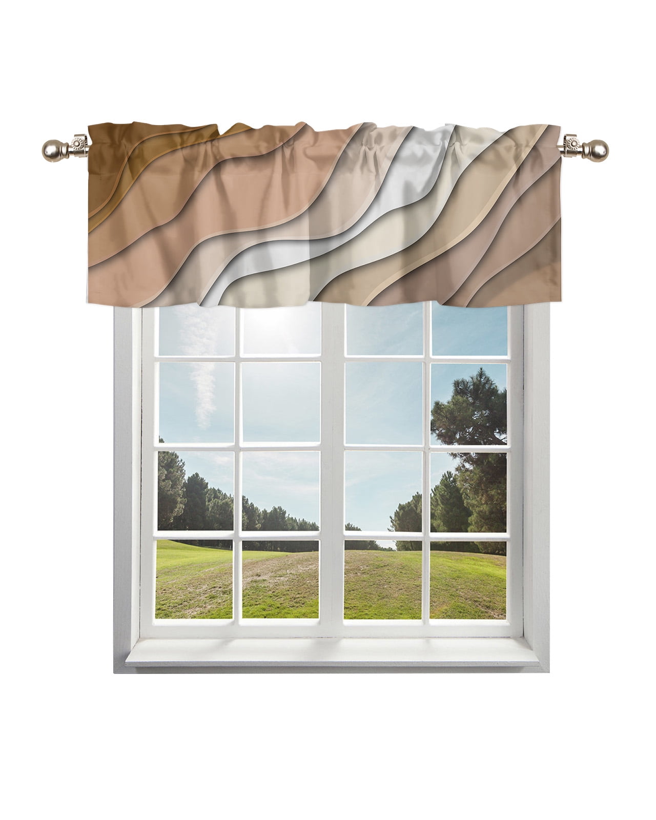 Brown Ombre Kitchen Curtain Valances for Windows Farmhouse Short ...