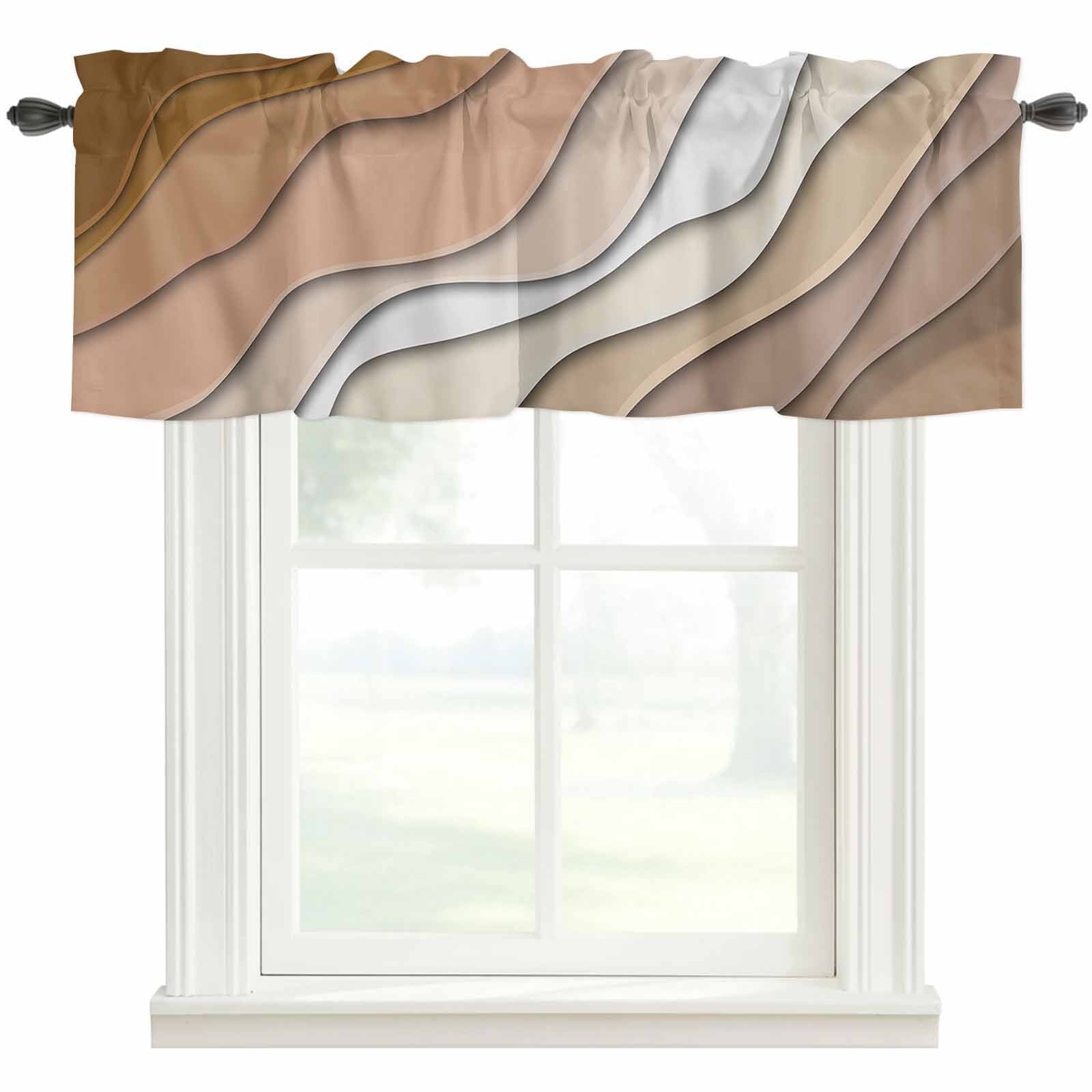 Brown Ombre Kitchen Valances for Windows, Small Valance Curtains Rod ...