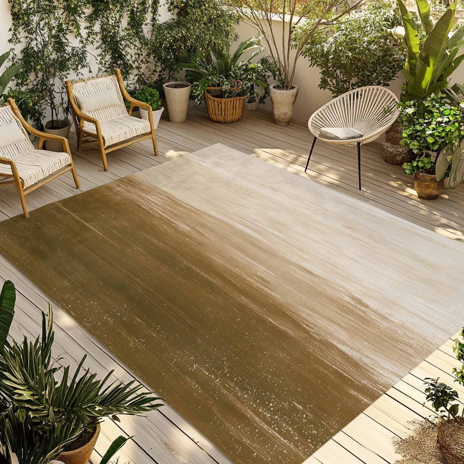 Brown Ombre Outdoor Rug 3x5 Ft - Reversible Patio Rug Outdoor Camping ...