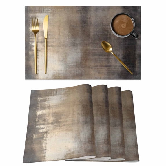 Brown Ombre Placemats Set of 2, Cotton Linen Fabric Place Mats, Oil ...