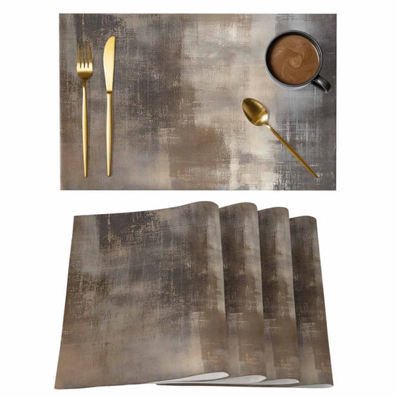 Brown Ombre Placemats Set of 6, Cotton Linen Fabric Place Mats, Modern ...