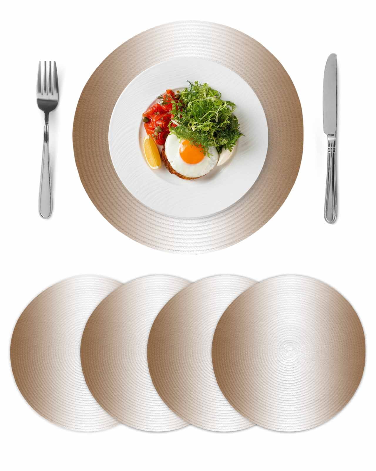 Brown Ombre Round 13 Inch Placemats Set of 4, Modern Gradient Art ...