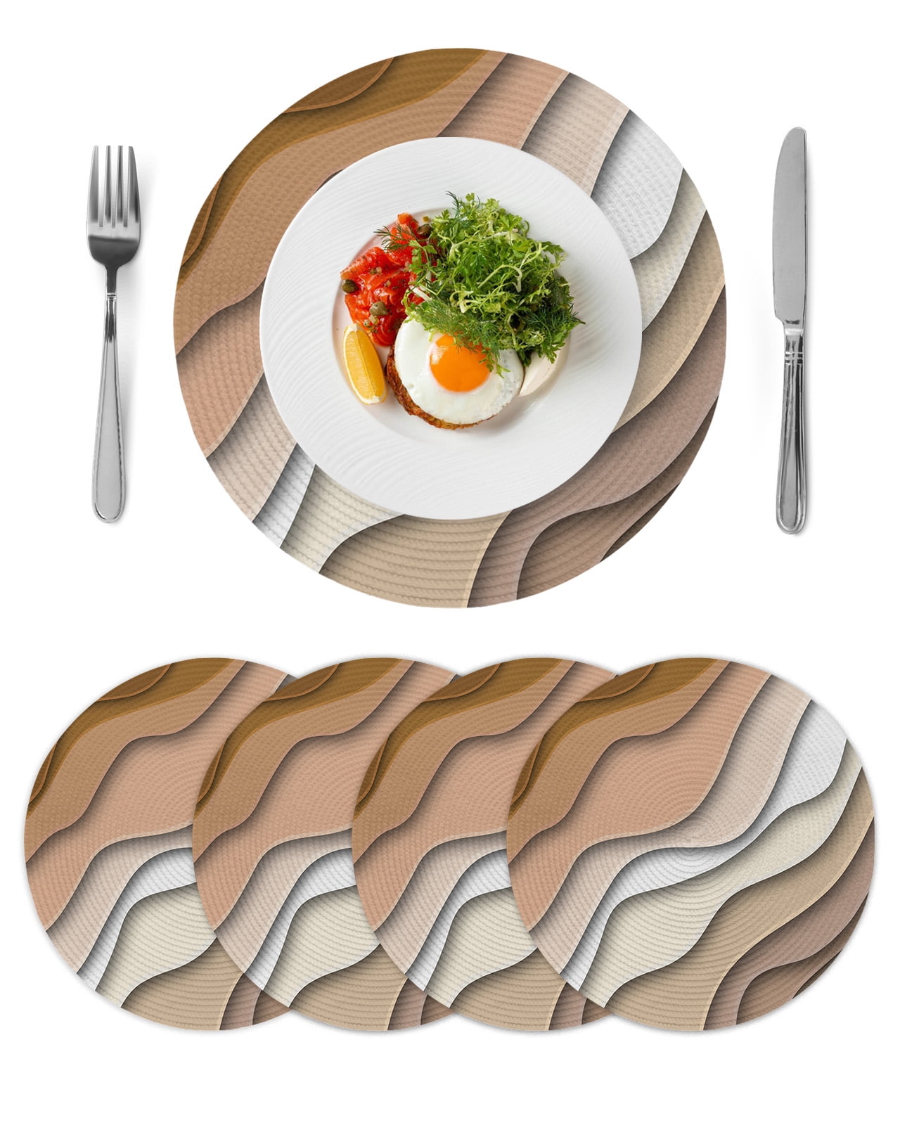 Brown Ombre Round 15 Inch Placemats Set of 4, Modern Geometric Abstract ...