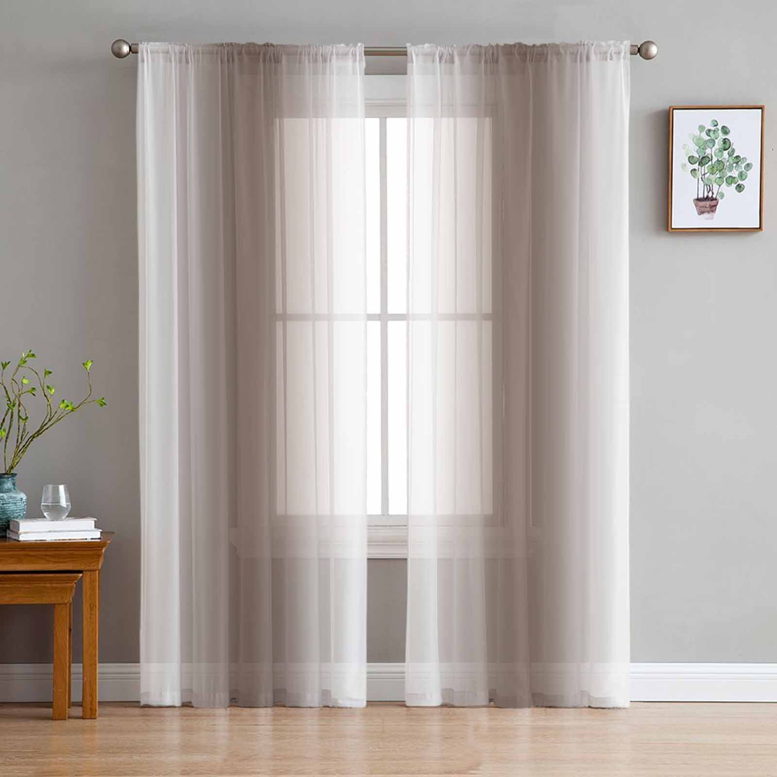Brown Ombre Semi Sheer Curtains 72 Inch Length 2 Panels Set, Farmhouse ...