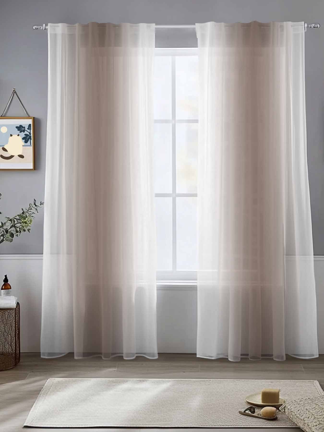 Brown Ombre Sheer Curtains for Living Room Bedroom Farmhouse Stripes ...