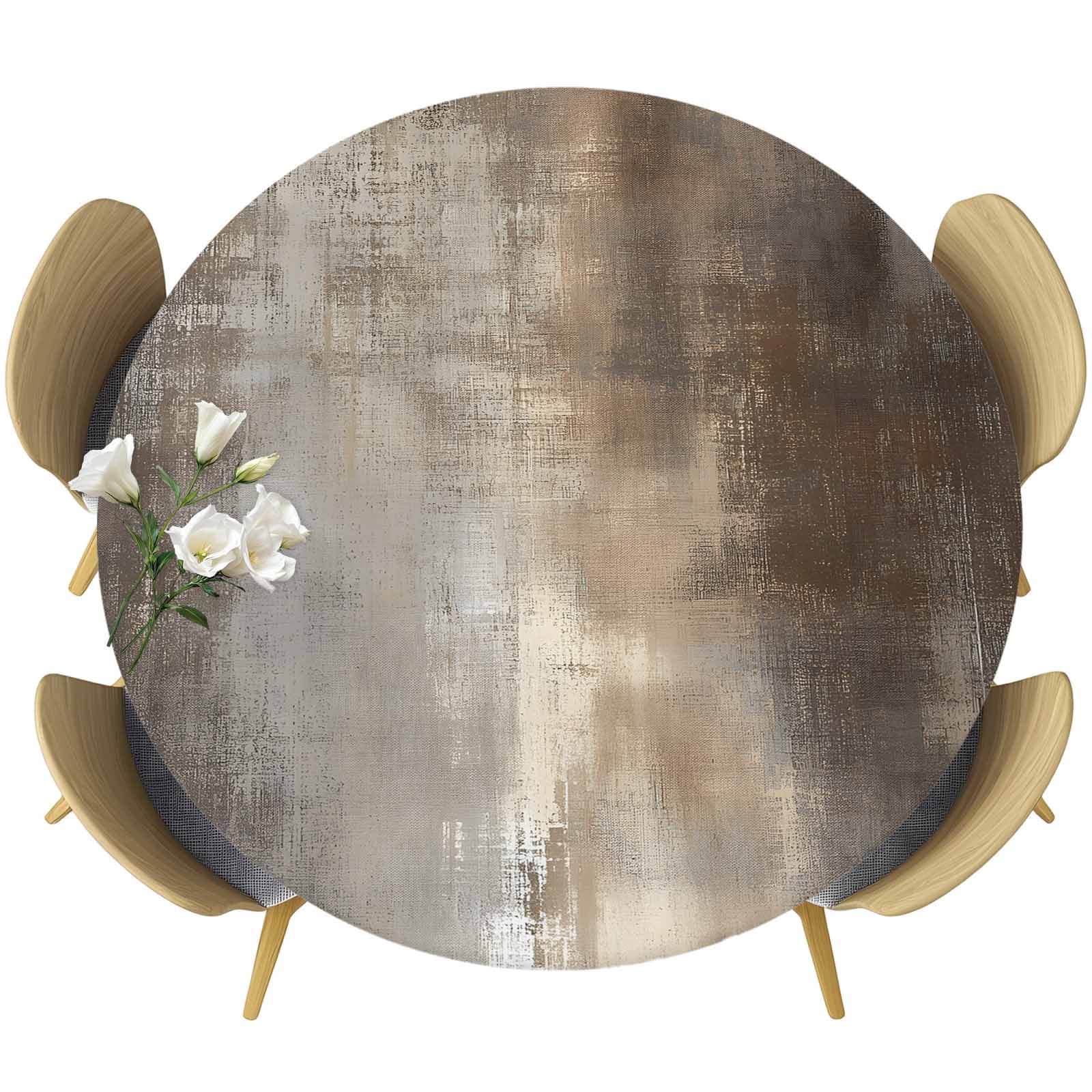 Brown Ombre Table Cloth, Round Fitted Tablecloths with Elastic Edge ...