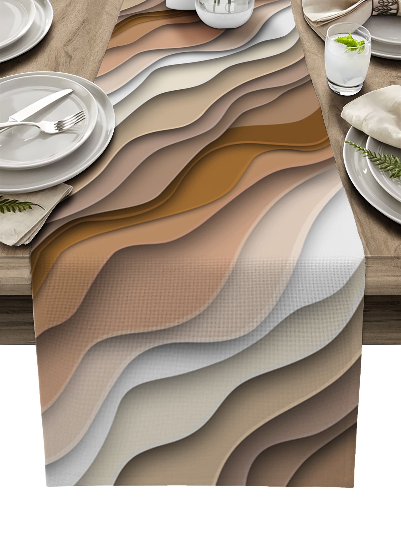Brown Ombre Table Runner Modern Geometric Abstract Aesthetic Cream ...