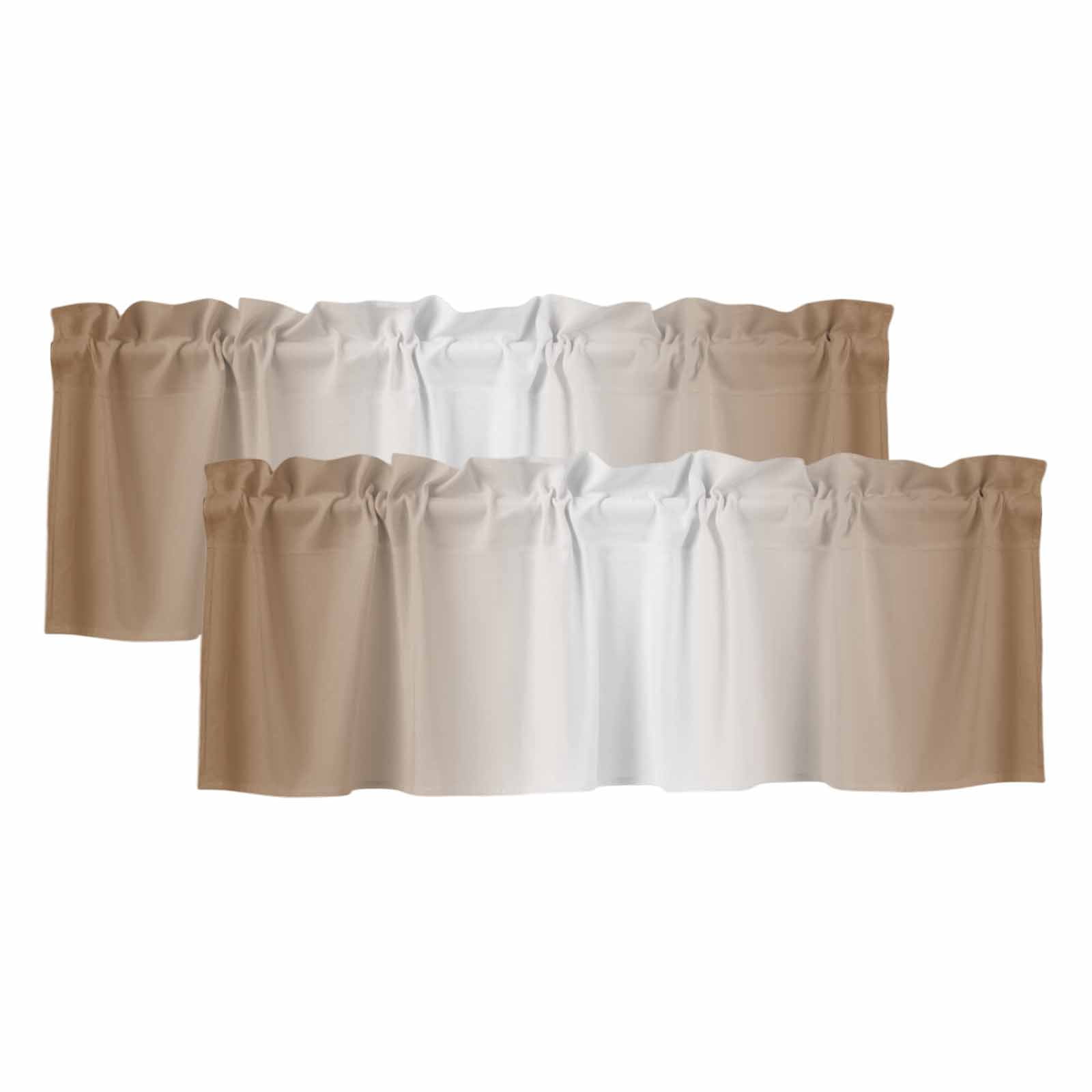 Brown Ombre Valances for Windows, Light Filtering Kitchen Curtain ...