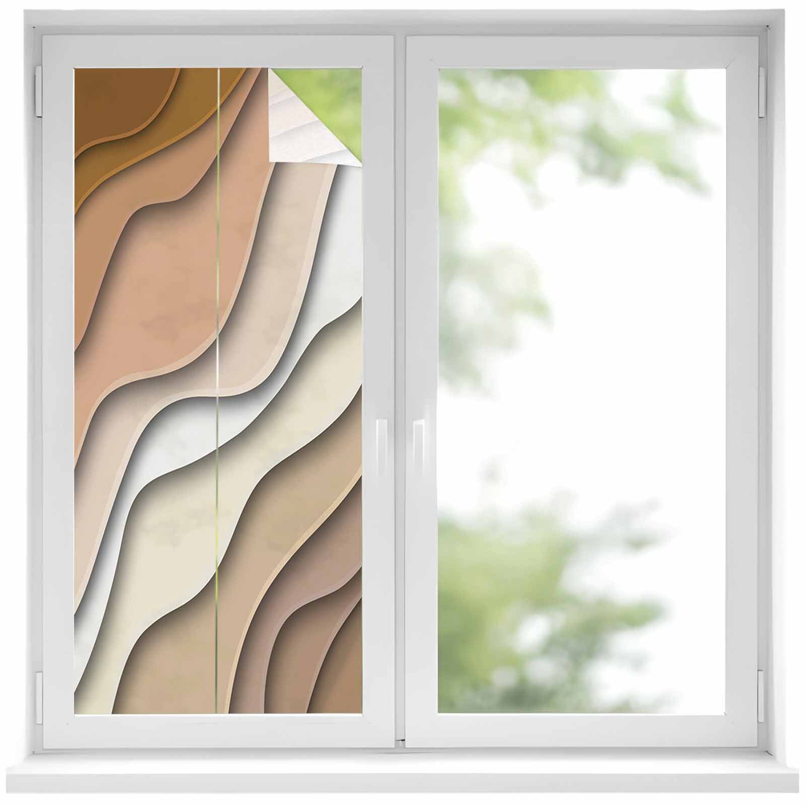 Brown Ombre Window Privacy Film, Modern Geometric Abstract Aesthetic ...
