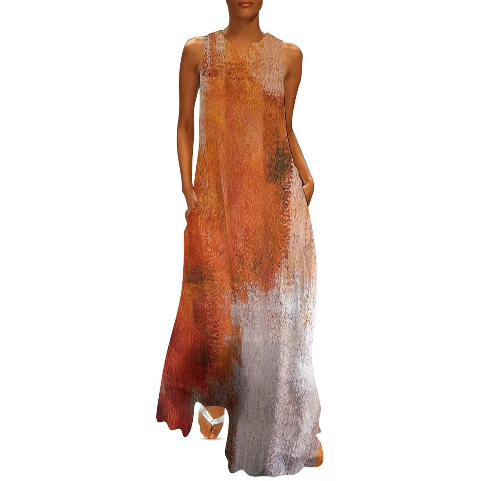 Brown Orange Background Abstract Texture Long Dress Luxury Woman ...