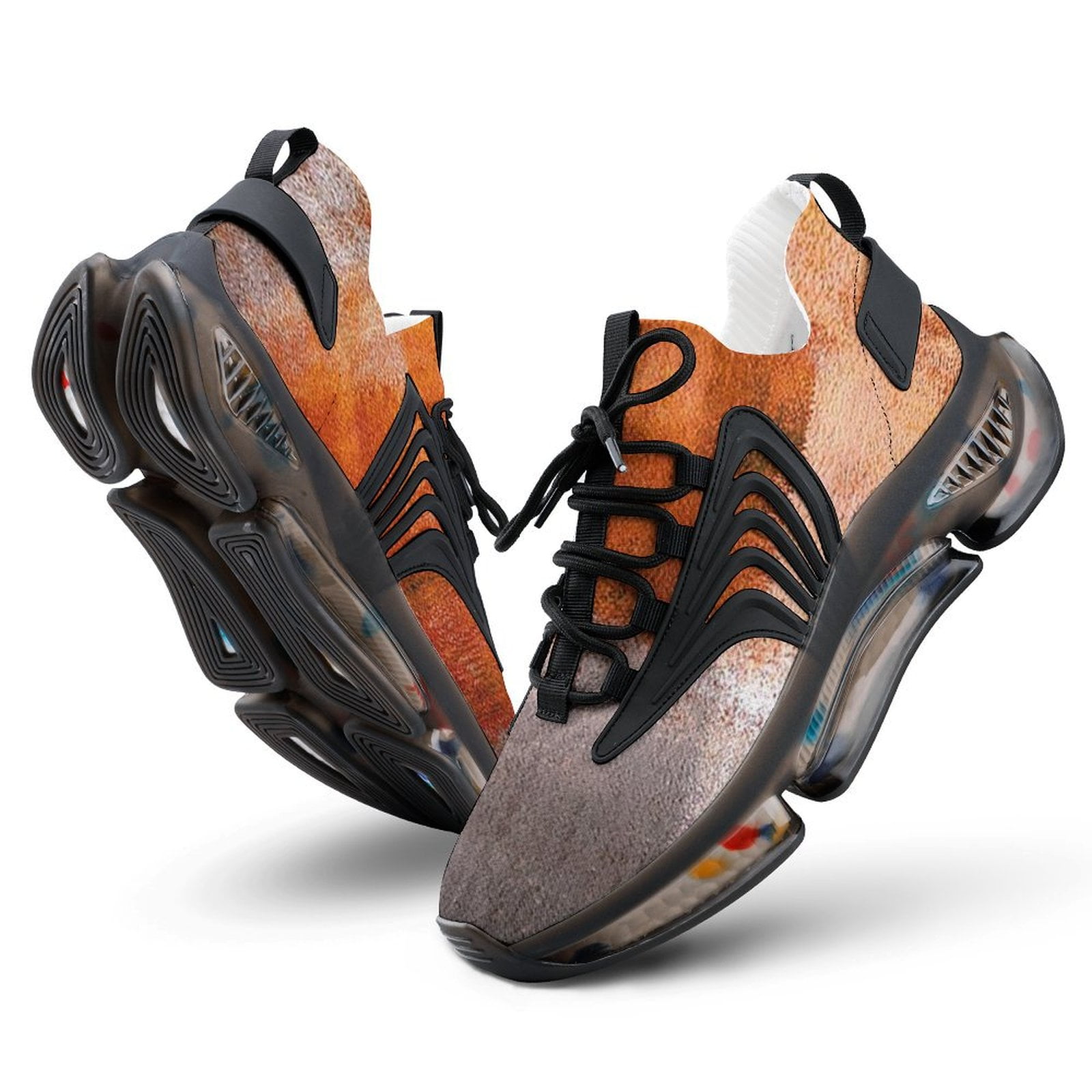 Brown Orange Background Abstract Texture Walking Shoes for Men Woman ...