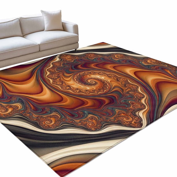 Brown Orange Black Washable Rug 4x6 Area Rug for Living Room Bedroom ...
