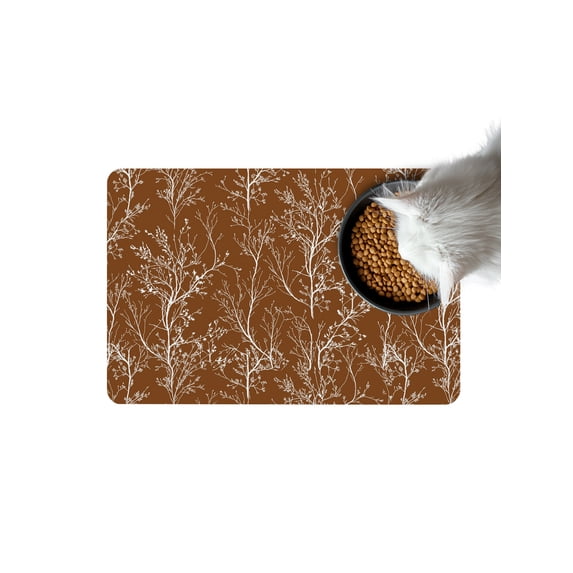 Brown Orange Doormat Modern Abstract Minimalist Tree Branch Leaf Non ...