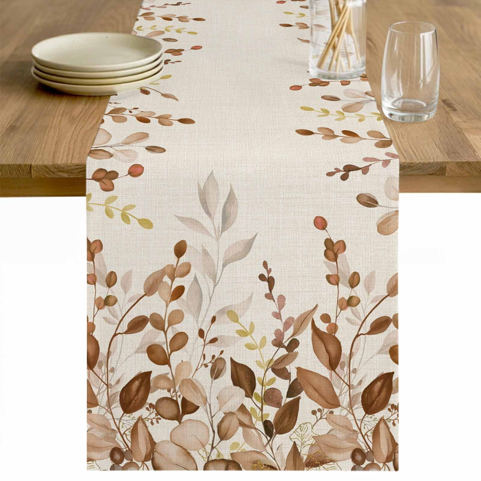 Brown Orange Eucalyptus Table Runner - 48 Inch Long Farmhouse Weeping ...