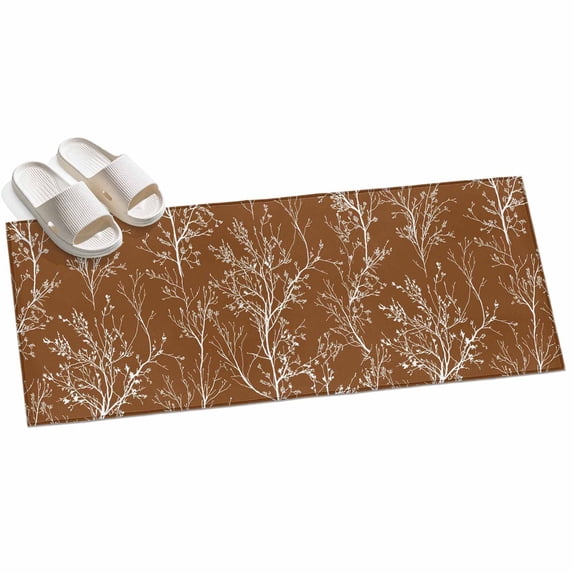 Brown Orange Runner Rugs 2x6ft White Tree Branch Botanical Abstract ...