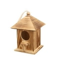 Brown Outdoor Hanging Wooden Birdhouse Feeder Burnt Finish Rustic Solid ...