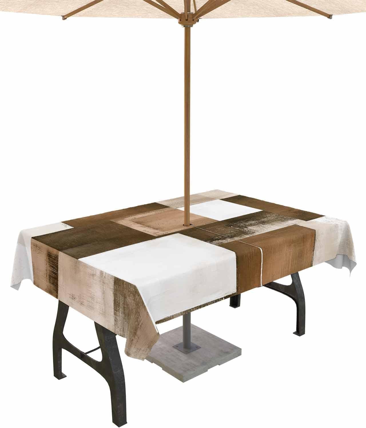 Brown Outdoor Tablecloth with Umbrella Hole and Zipper 60 x 84 Inch ...