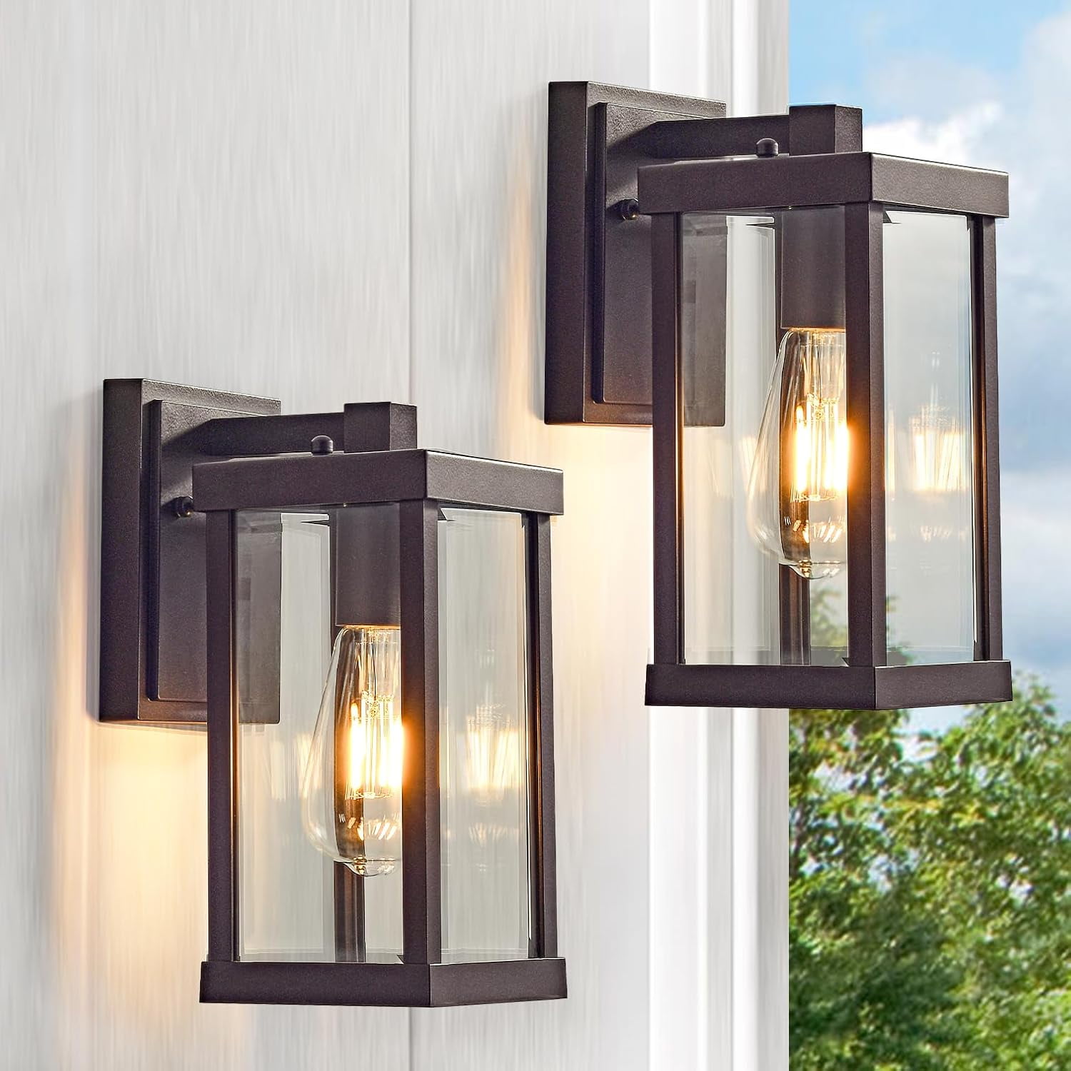Brown Outdoor Wall Lights 11”H Classic Exterior Lighting Fixtures ...