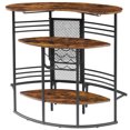 Brown Oval Wine Bar Table with Wood Top and Metal Wine Rack, Multi ...
