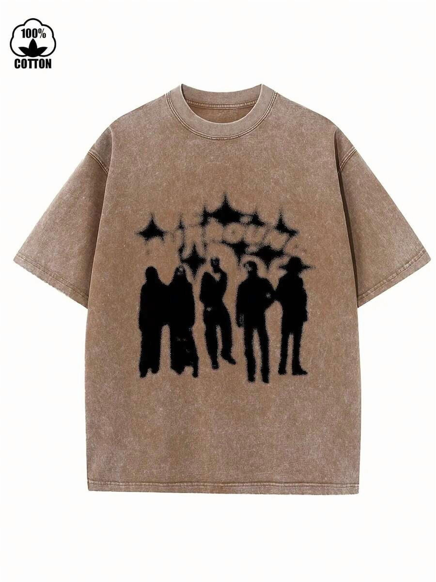 Brown Oversized Heavy Cotton Drop Shoulder Retro Streetwear Graphic T ...