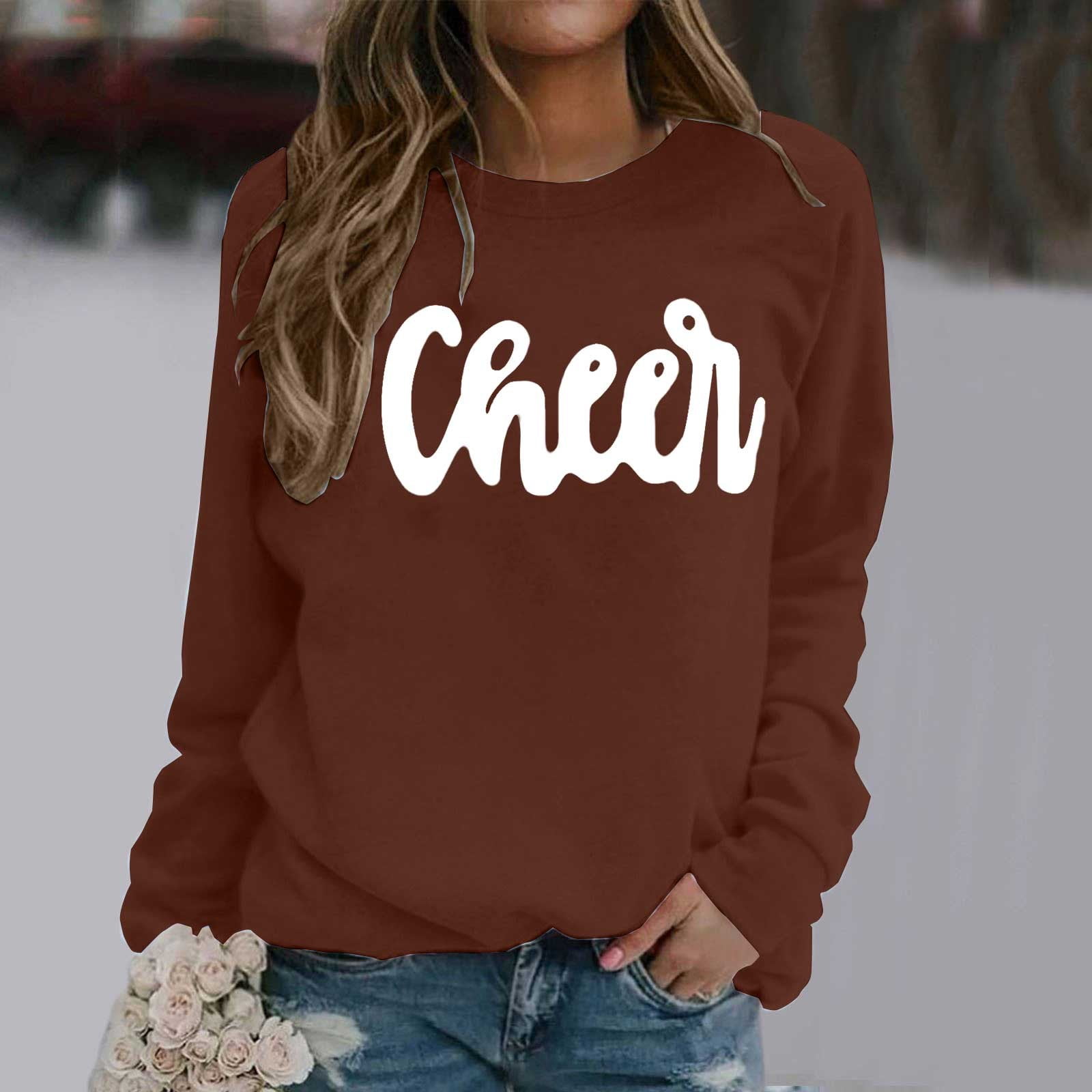 Brown Oversized Sweatshirts for Women Cheer Shirt Football Mom ...