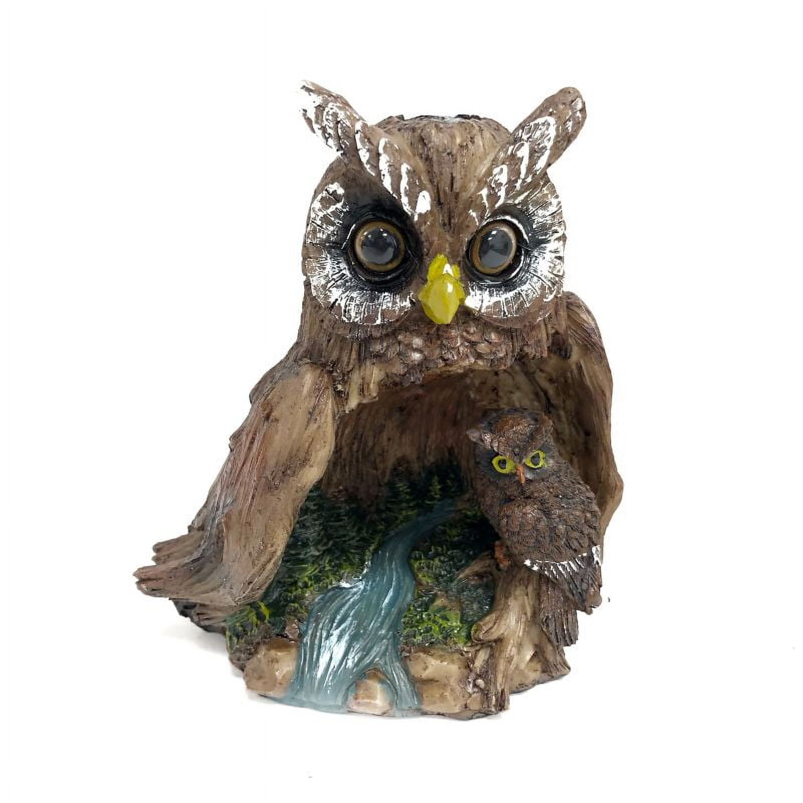 Brown Owl And Owlet With A Waterfall Inset Figurine - Walmart.com