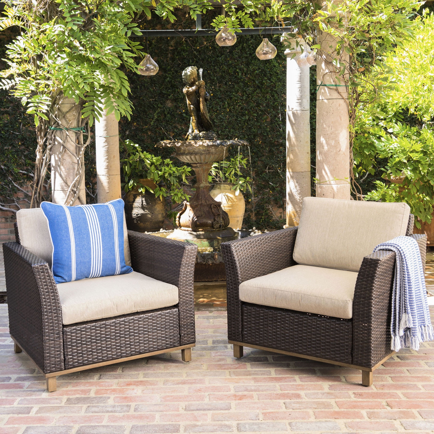 Brown PE Rattan Material - Comfortable Outdoor Seating Option - Porch ...