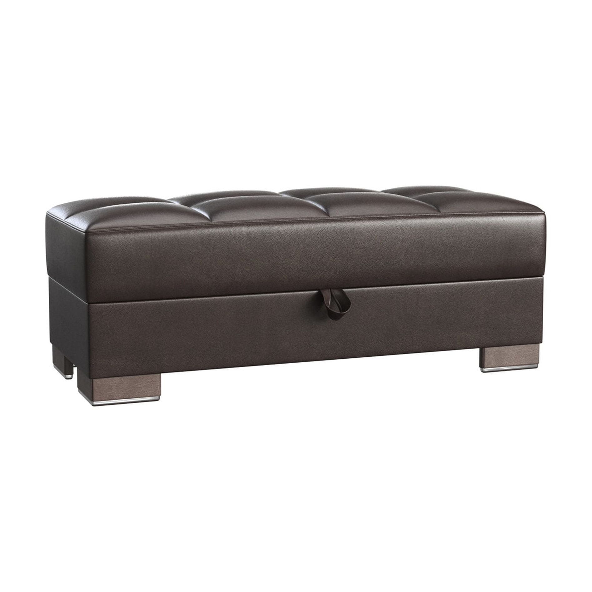 Brown PU Upholstered Ottoman | Click - Clack Technology for Storage ...