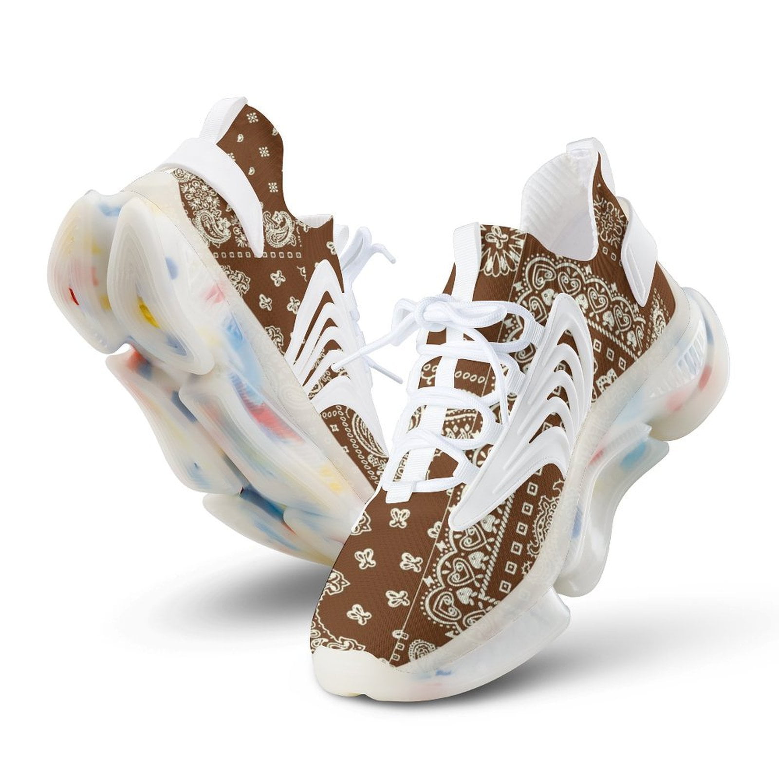 Brown Paisley Bandana Print Walking Shoes for Men Woman Lightweight ...