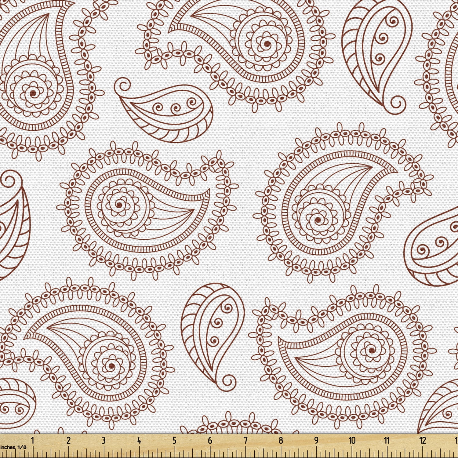 Ambesonne Brown Paisley Fabric by the Yard Upholstery, Orient Fashion ...