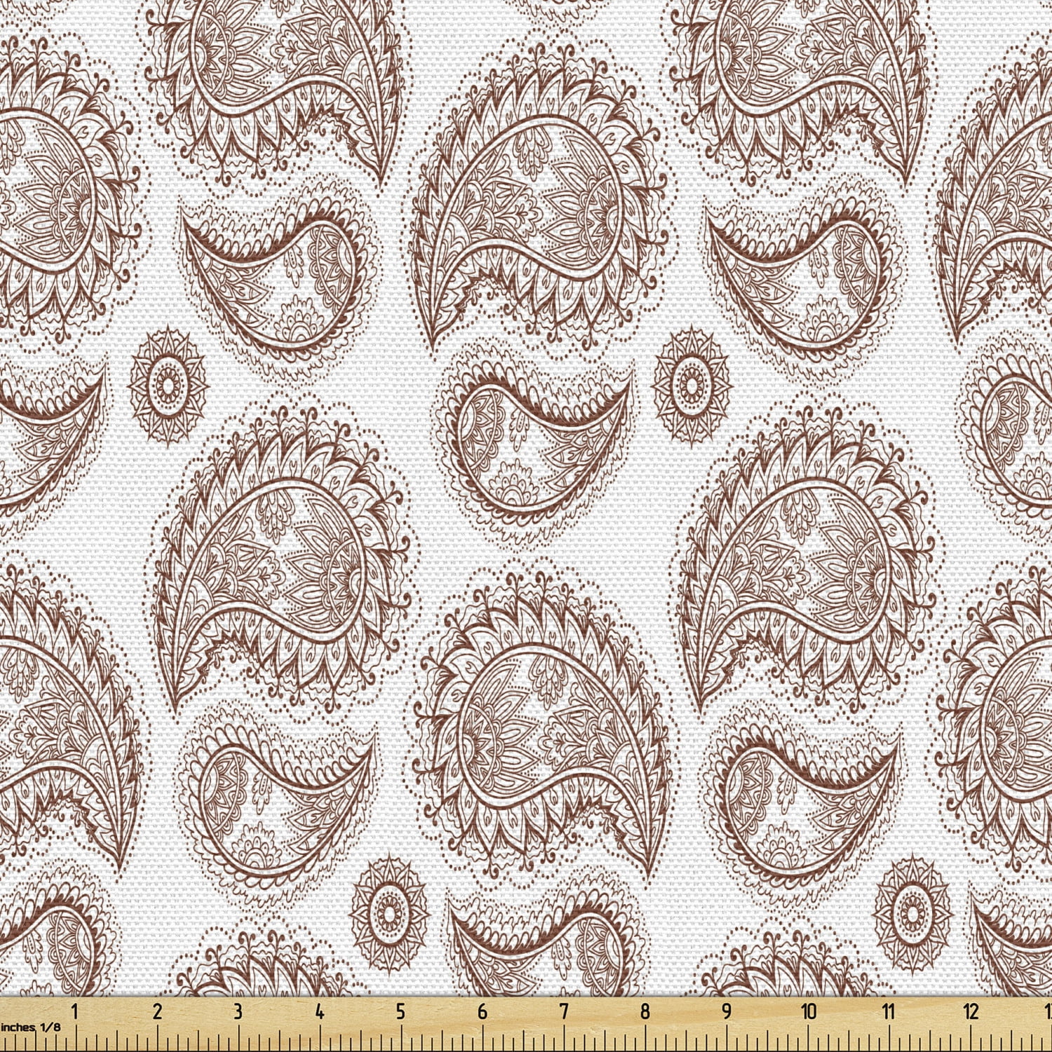 Ambesonne Brown Paisley Fabric by the Yard Upholstery, Vintage Fashion ...