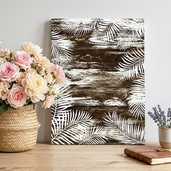 Brown Palm Canvas Wall Art for Living Room, Summer Tropical Country ...