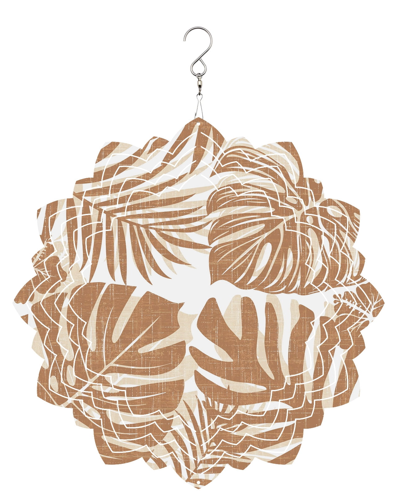 Brown Palm Leaves Wind Spinner for Garden Yard 8In, Tropical Botanical ...