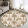 Brown Palm Tree 3FT Round Area Rugs Country Linen Texture Tropical ...