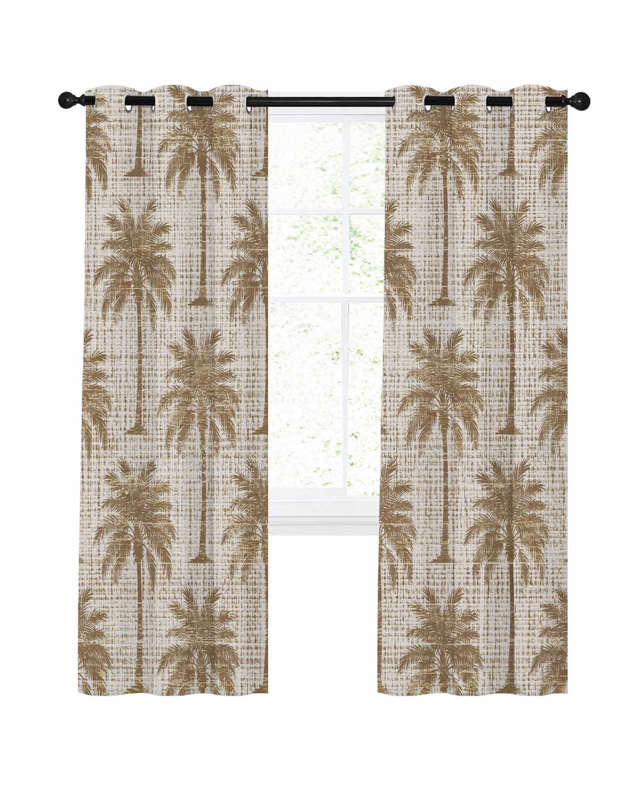 Brown Palm Tree Blackout Curtains for Bedroom Living Room, Country ...
