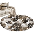 Brown Palm Tree Round Rug 4ft Washable Circle Entryway Rugs Non Slip ...
