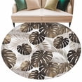 Brown Palm Tree Round Rug 8ft Washable Circle Rugs Non Slip Retro ...