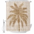 Brown Palm Tree Shower Curtain for Bathroom, Country Linen Texture ...
