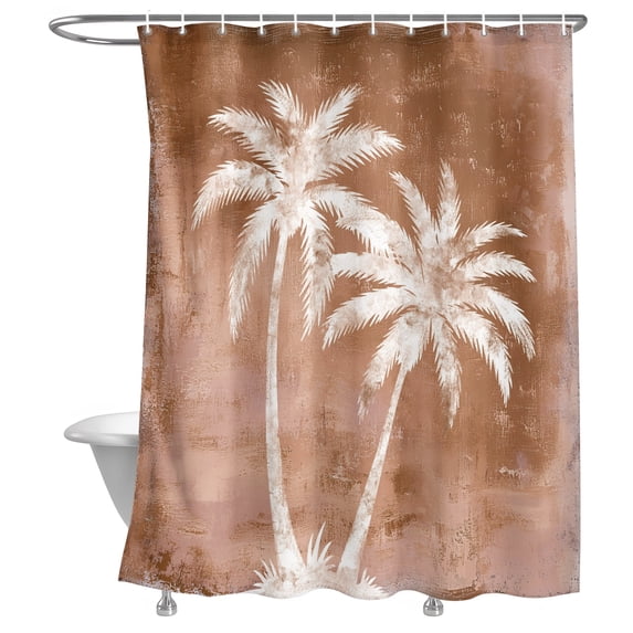 Brown Palm Tree Shower Curtain, Summer Tropical Beach Country Rustic ...