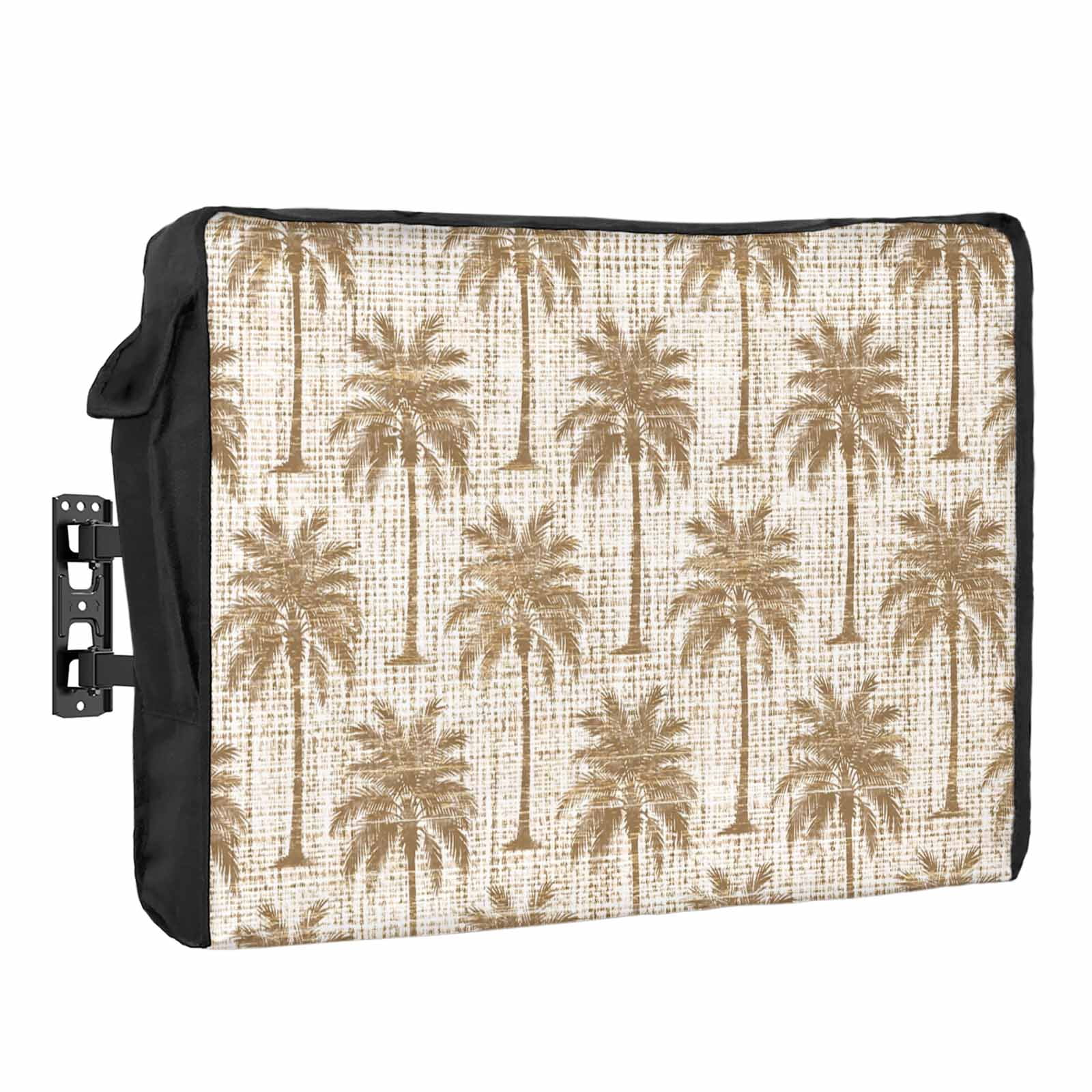 Brown Palm Tree Waterproof Outdoor TV Cover, Country Linen Texture ...